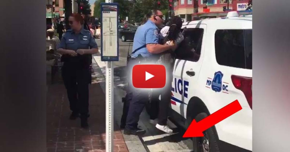 Video Massive Bully Cop Smashes Innocent Teacher Into Car Dangles Her